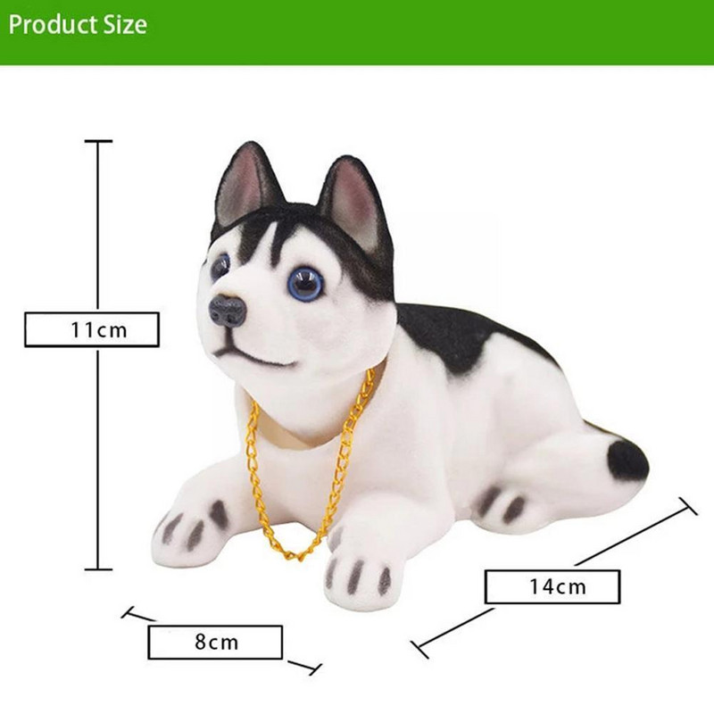 Badu Bg Кукла кимащо куче клатещо глава Симулация на смола Кола Сладко куче Декорация Орнамент