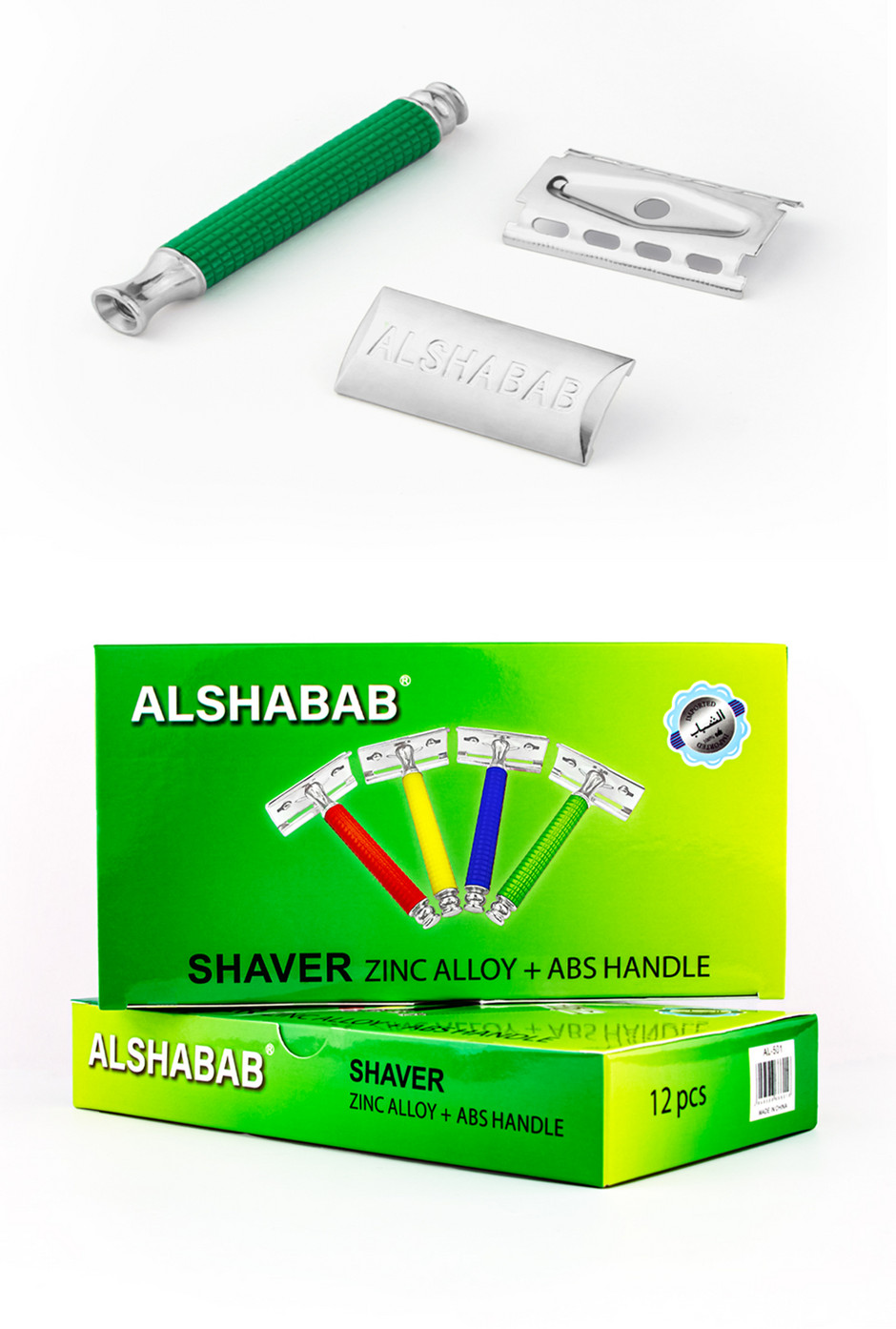 ALSHABAB 1 бр. Безопасна самобръсначка от цинкова сплав за мъже с ABS дръжка 8X4 CM Двоен ръб T ...