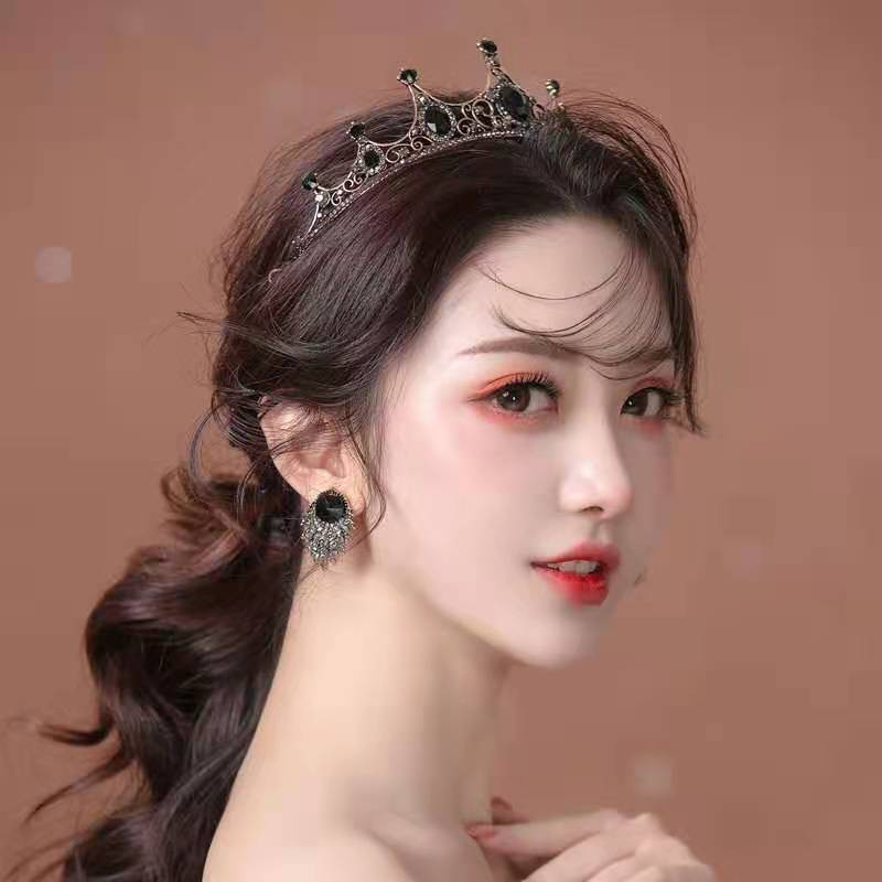 Badu Bg Барокови ретро черни луксозни булчински кристални диадеми Корони Принцеса Кралица