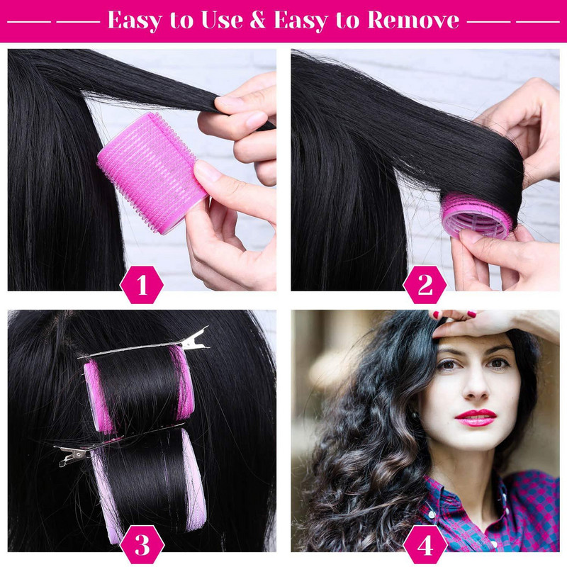 Badu Bg Самозахващащи се маши за коса 36 бр Джъмбо голям комплект ролки за коса с щипка за