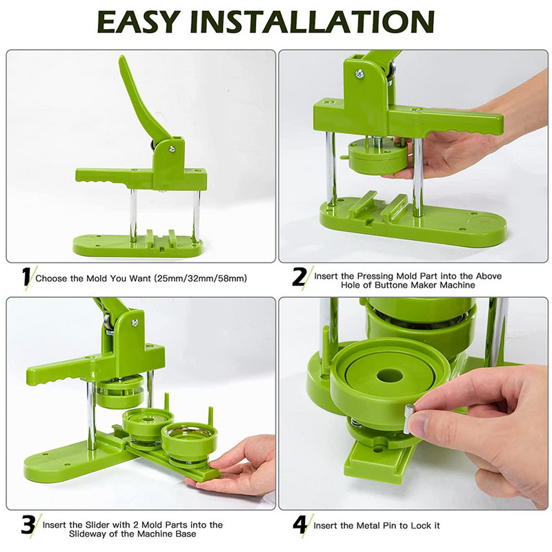 Badu Bg Машина за създаване на копчета за значки 3 размера комплект за значки „направи си сам