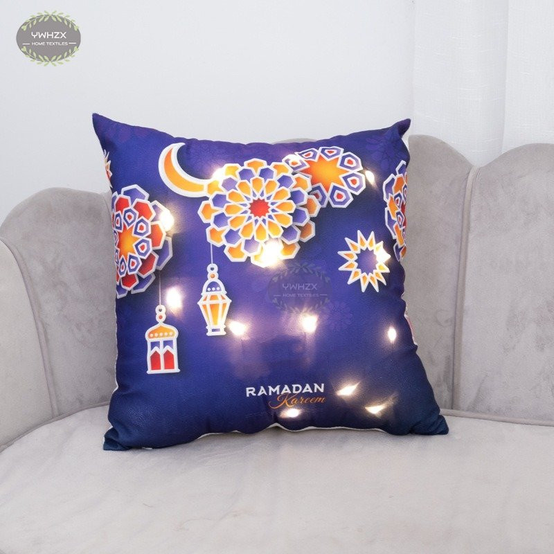 Badu Bg Led Рамадан Фестивал Калъфка за възглавница Прасковена кожа Модели Светлинна лента