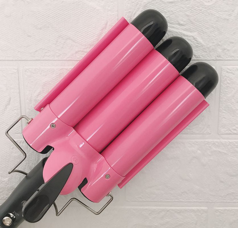 Badu Bg Турмалинови керамични тройни бъчви Маша за коса Пръчка с Lcd дисплей за температура Маша