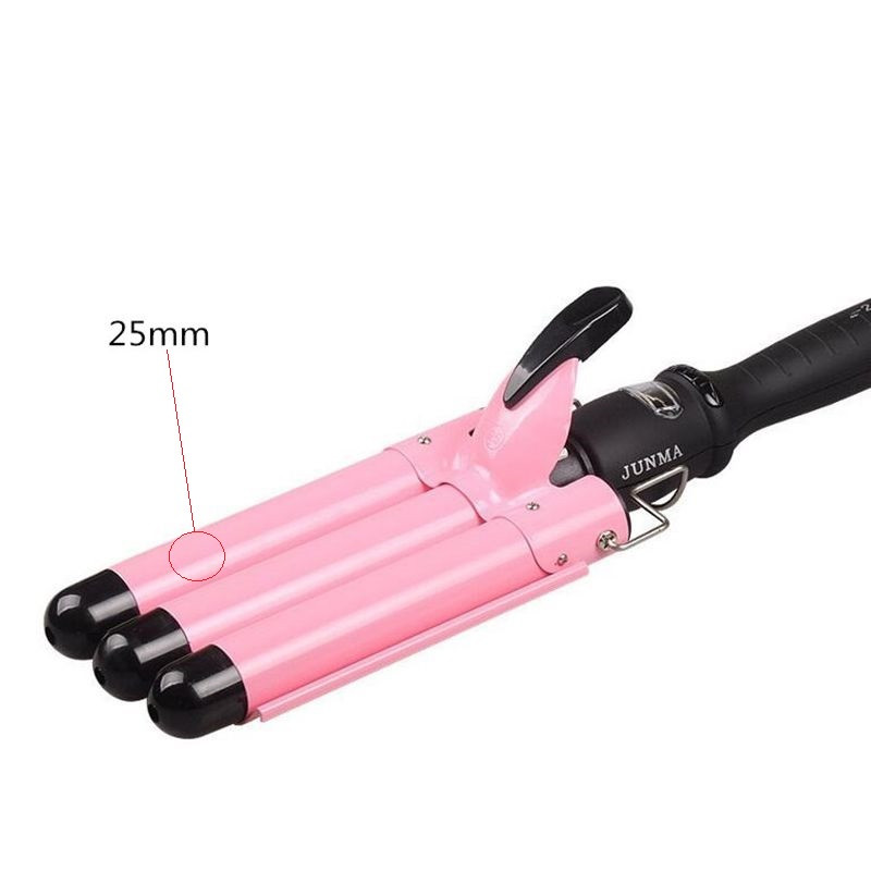 Badu Bg Турмалинови керамични тройни бъчви Маша за коса Пръчка с Lcd дисплей за температура Маша