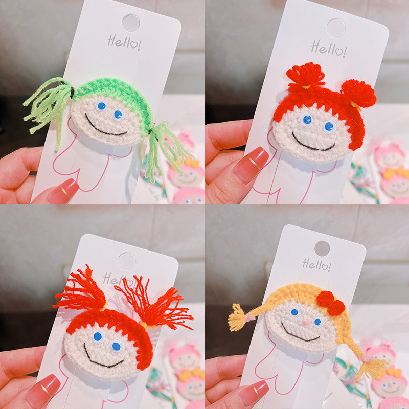 Badu Bg Плетени анимационни щипки за коса Сладки сладки момичета Фиби за коса Цветни вълнени