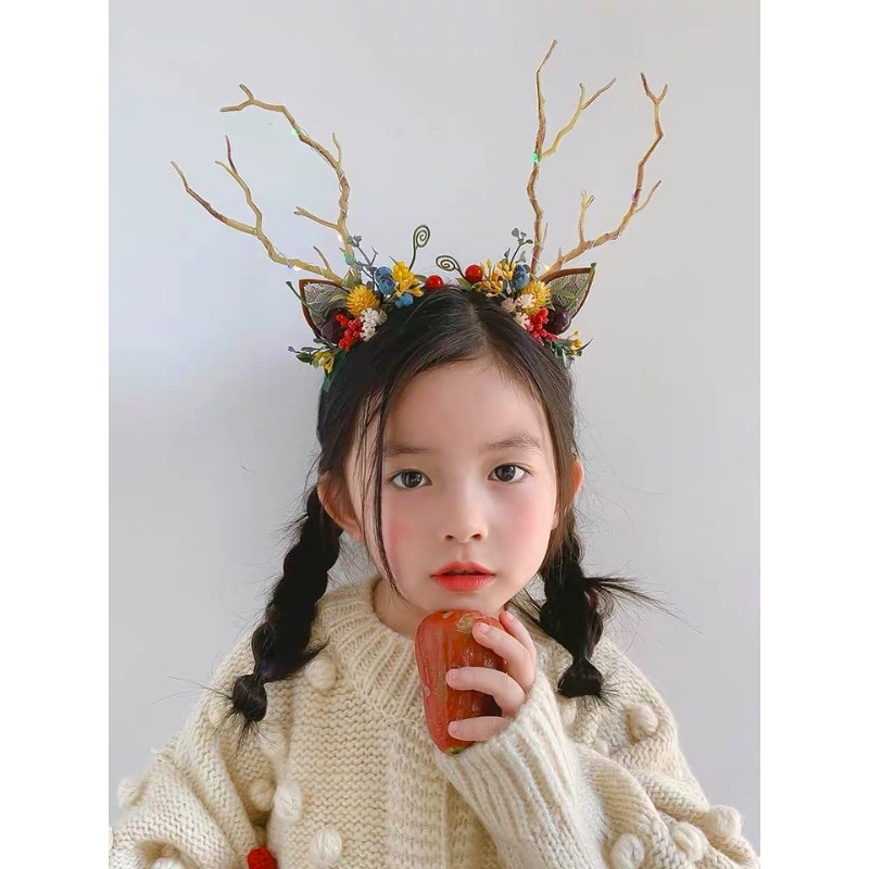 Badu Bg 2 бр компл Led Коледни шапки от еленови рога за жени Момичета Модни фиби за еленови