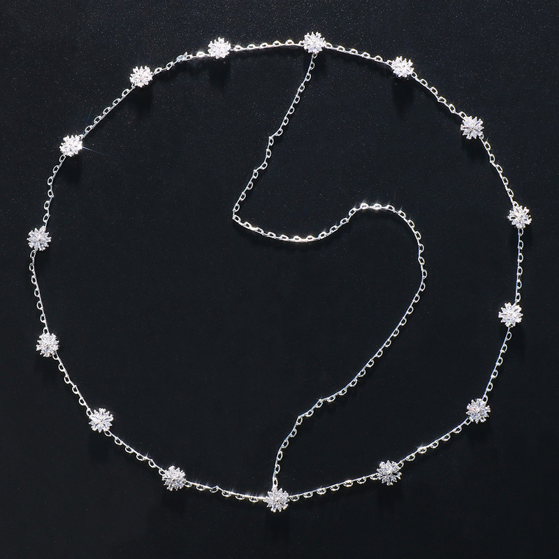 Badu Bg Stonefans Проста лента за глава с цветя от циркон верига украшение за глава сватбени