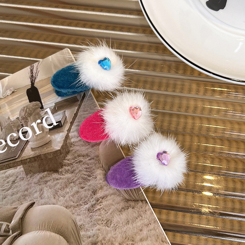 Badu Bg Плюшена топка с цветни кристали любовно сърце шнола за жени сладка сладка момичешка