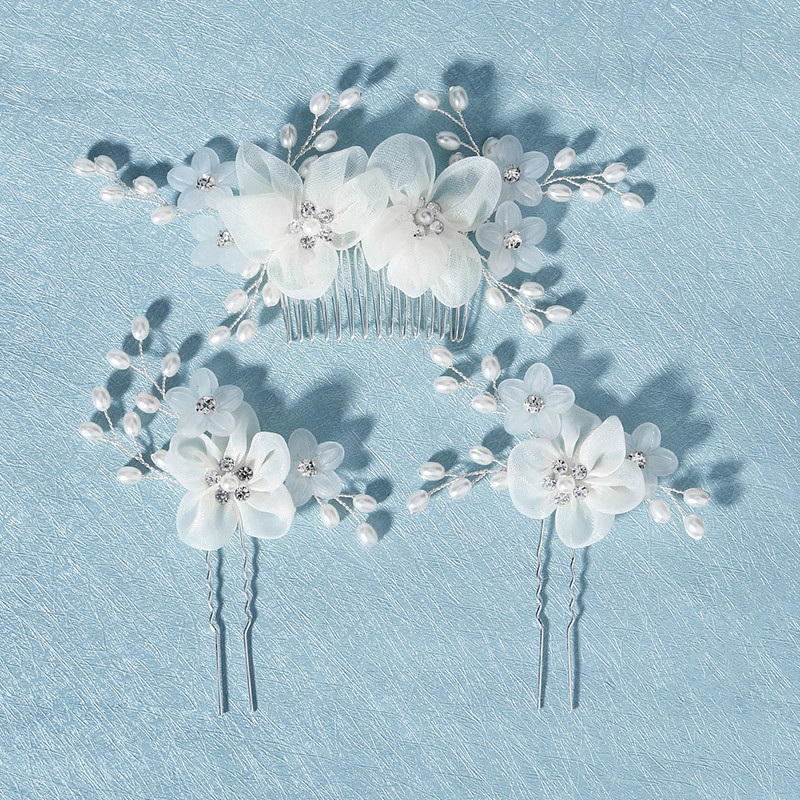 Badu Bg Miallo Ръчно изработен гребен за коса с цветя за жени Аксесоари Сребърни фиби за коса