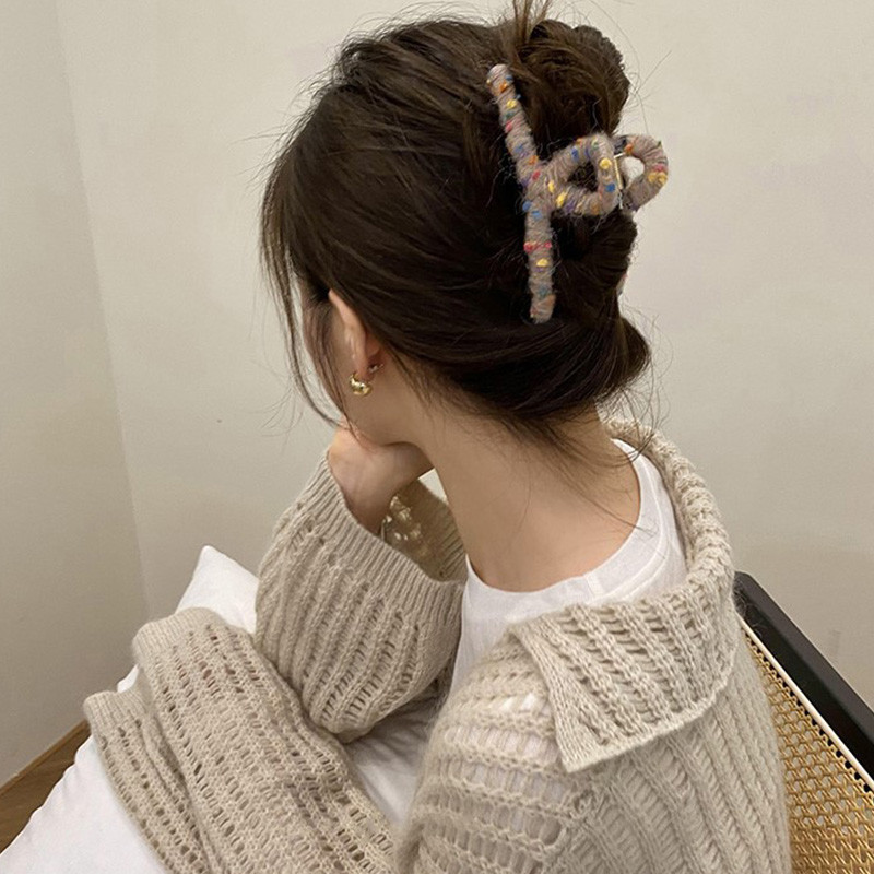 Badu Bg Нова дамска щипка за нокти Модна цветна прежда щипка за коса