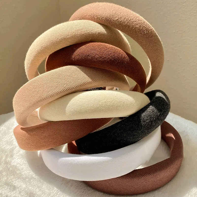 Badu Bg Модна гъба с висок череп и обръч за коса ленти за коса за жени момичета едноцветни