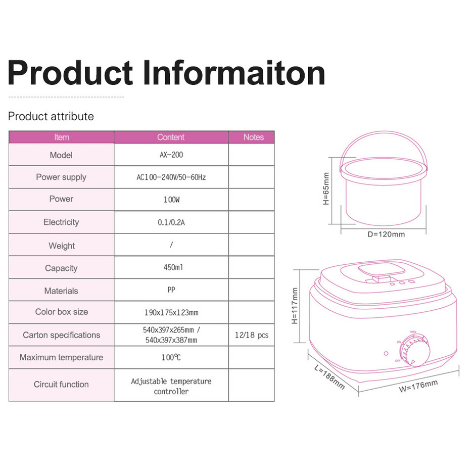 Badu Bg Нагревател за восък Депилация Потапяне в гърне Епилация Машина за топене на восък По