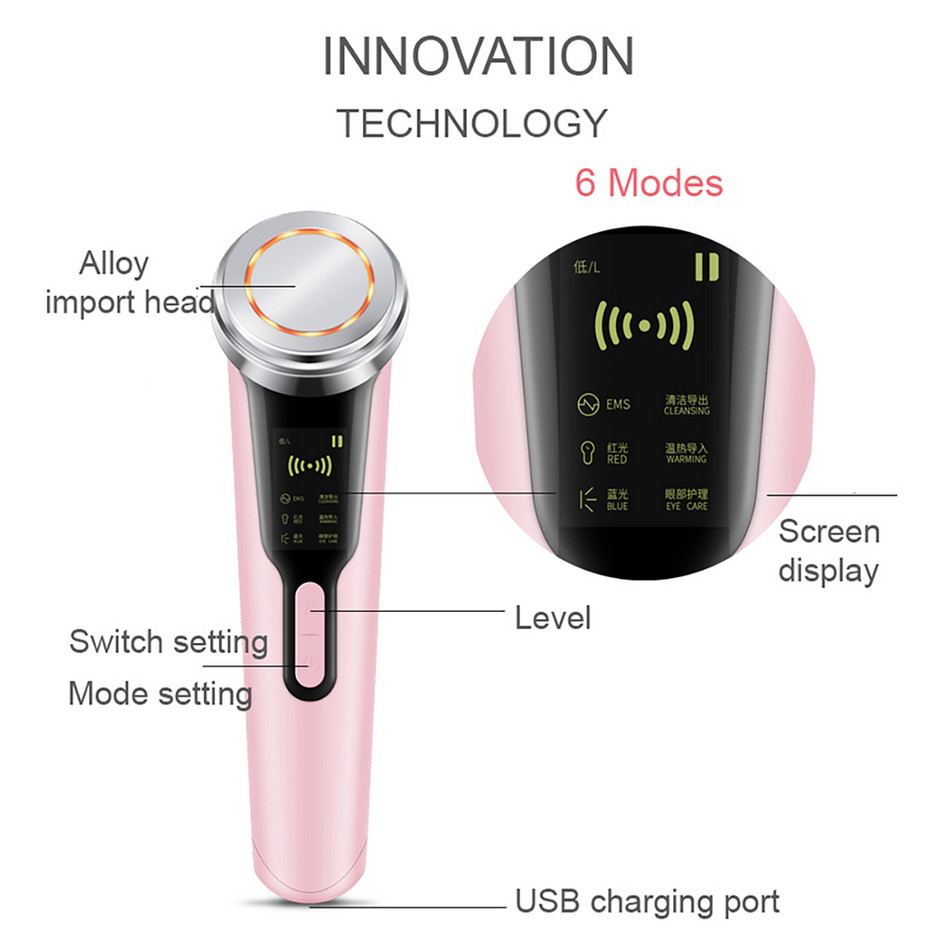 Badu.bg 7 в 1 RF&EMS LED устройство за подмладяване на кожата Красота против стареене Лифтинг на ...