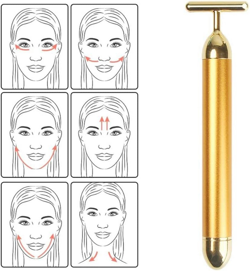 Badu.bg 24K златен електрически валяк за лице Beauty Bar Вибриращ ...