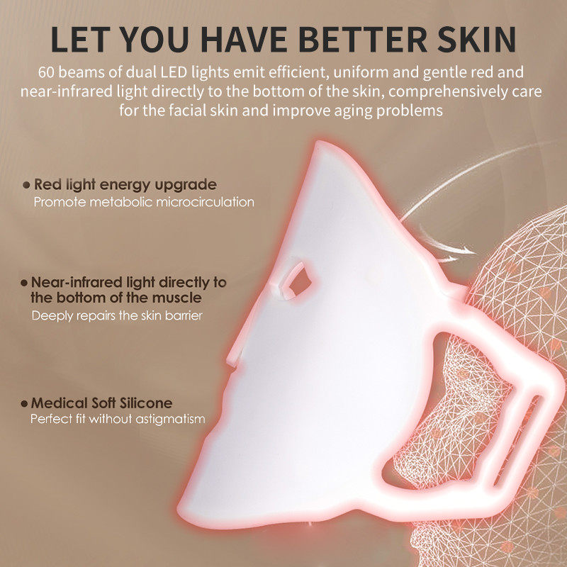 Badu.bg 7 цвята Силиконова LED светлинна терапия за лице и шия Маска за подмладяване на лицето ...