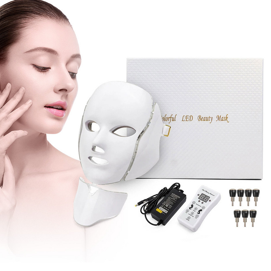 Badu.bg Led маска за лице 7 цвята за подмладяване на кожата LED фотонна маска за лице със ...