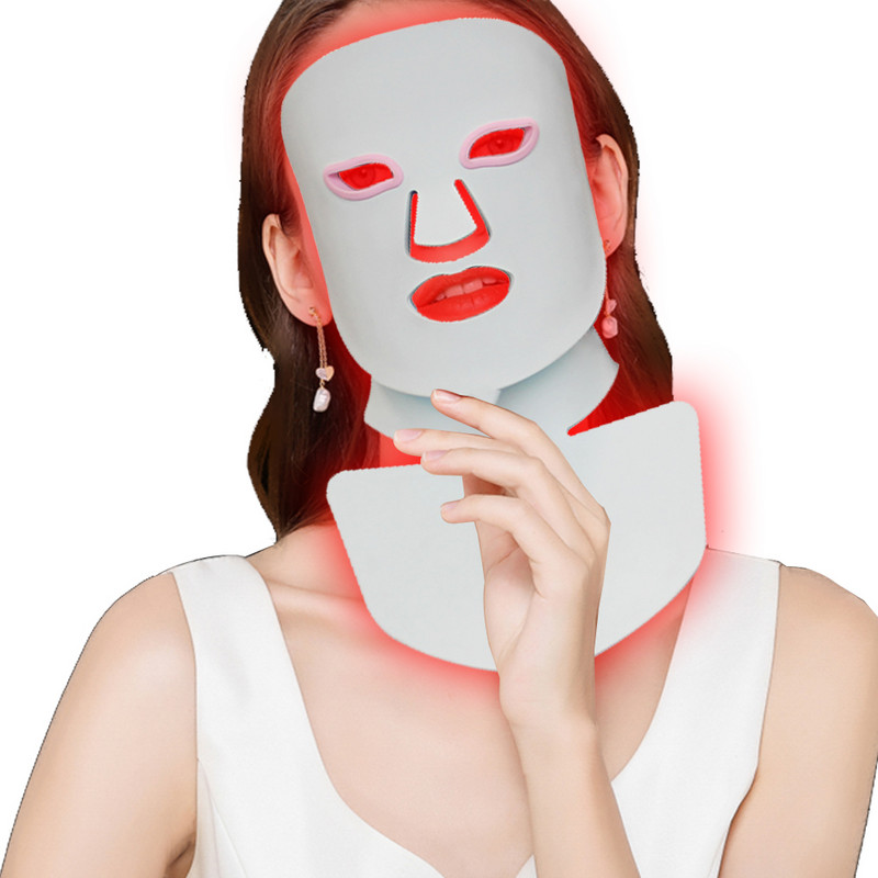 Badu Bg Нови силиконови 7 цвята Led маски за лице Photon Neck Red Light Therapy Маска за цяло