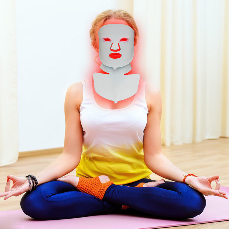 Badu Bg Нови силиконови 7 цвята Led маски за лице Photon Neck Red Light Therapy Маска за цяло