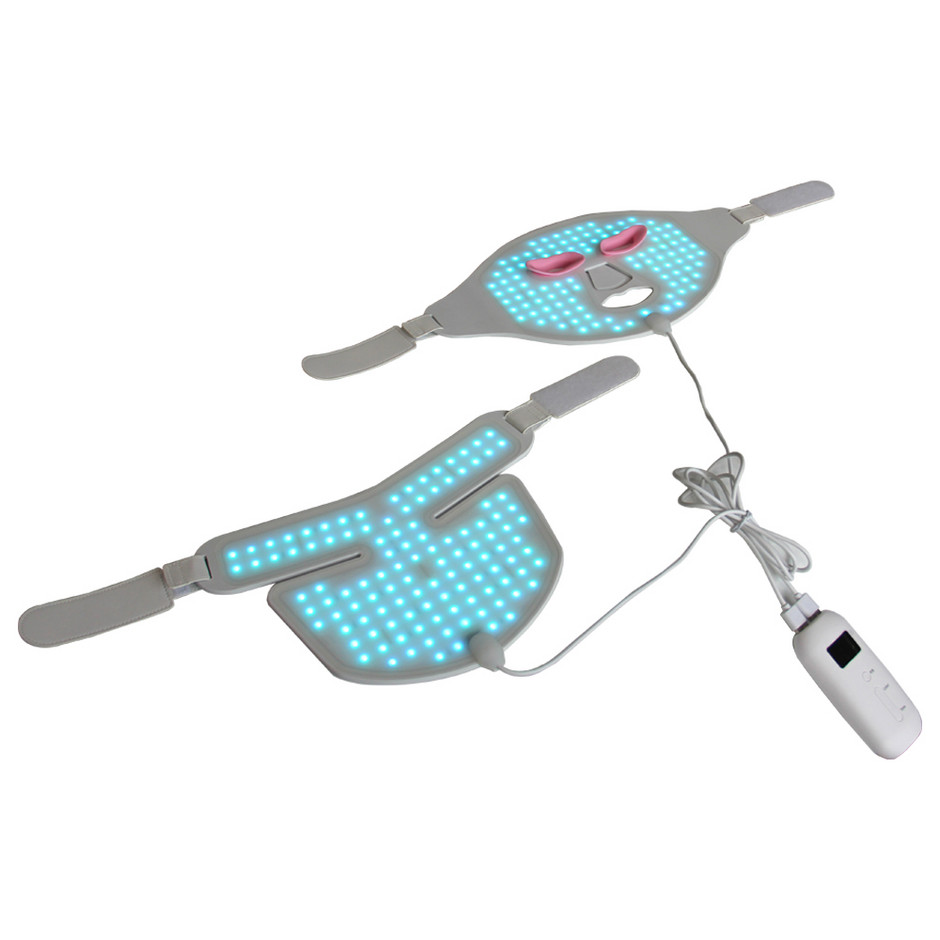 Badu.bg Нови силиконови 7 цвята LED маски за лице Photon Neck Red Light Therapy Маска за цяло ...