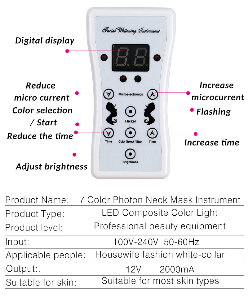 Badu.bg LED маска за лице красота подмладяване на кожата 7 цвята фотонна светлина маска за лице ...