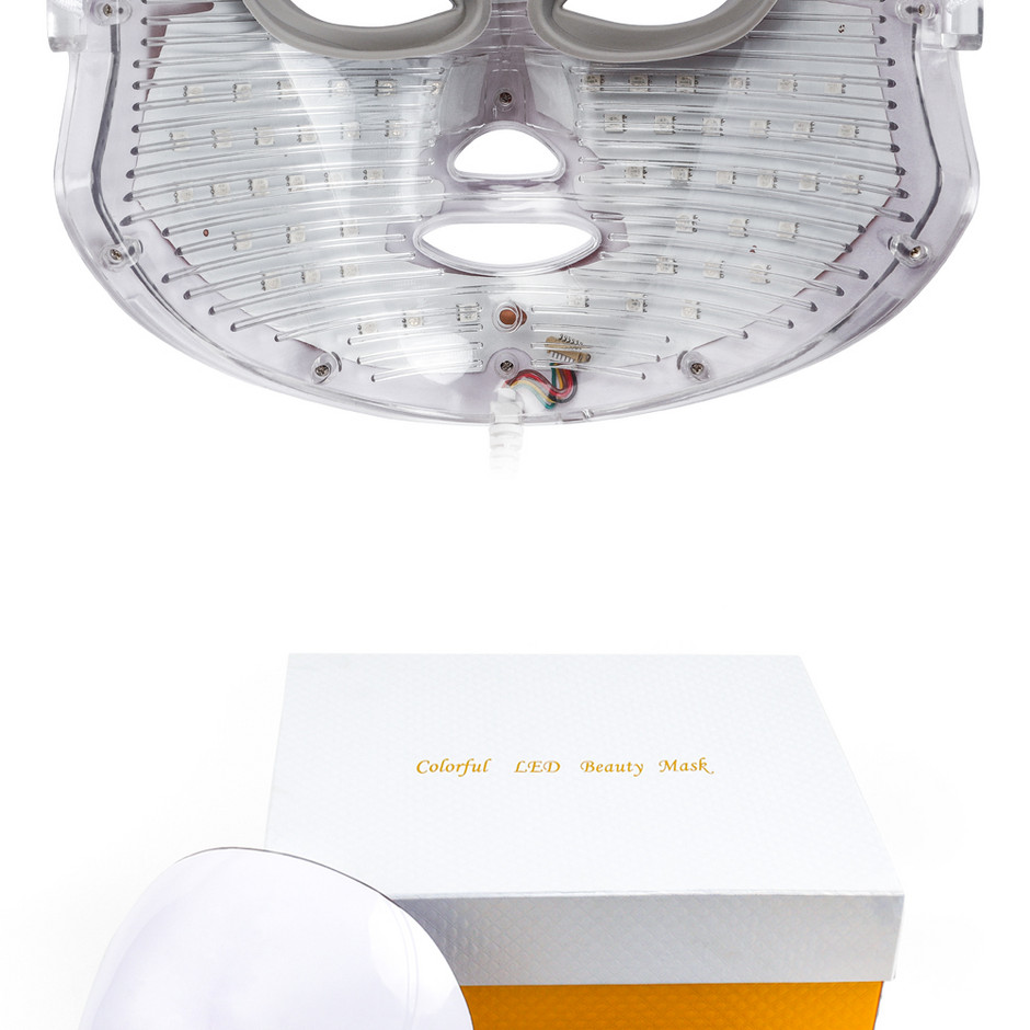 Badu.bg 7 цвята светлинна LED маска за лице с подмладяване на кожата на шията против стареене на ...