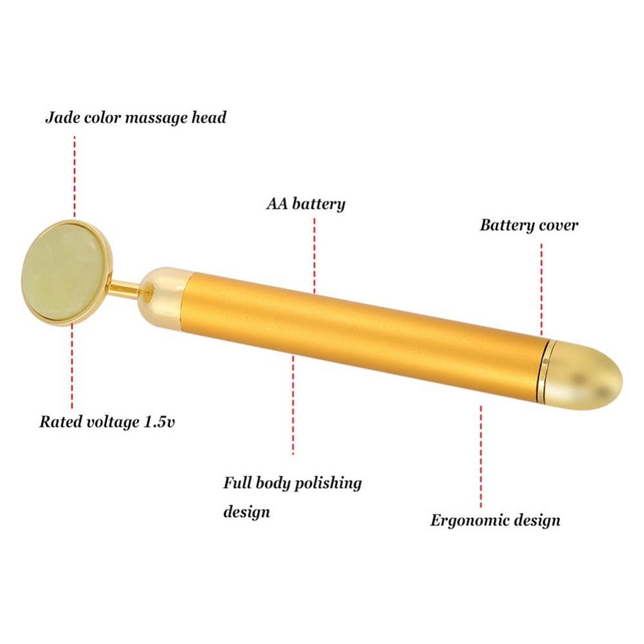 Badu Bg 24k Beauty Bar Електронен вибриращ масажор с нефритов валяк за