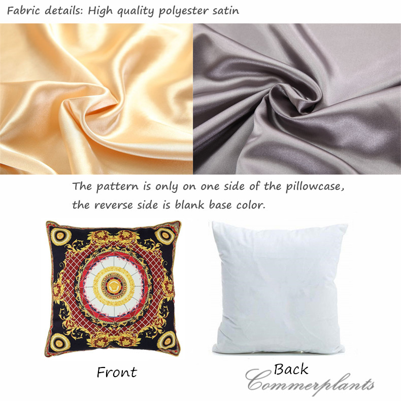 Badu Bg Луксозна ретро златна флорална сатенена калъфка за възглавница Европейска класическа