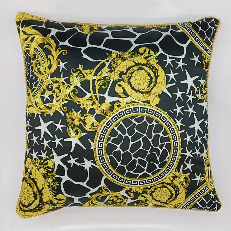 Badu Bg Луксозна ретро златна флорална сатенена калъфка за възглавница Европейска класическа