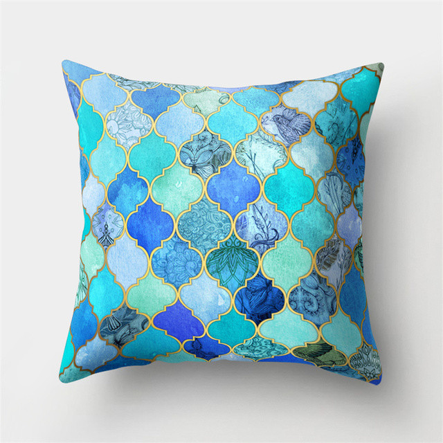 Badu Bg 45x45cm Геометрична калъфка за възглавница Цветни цветни листа Растителна възглавница