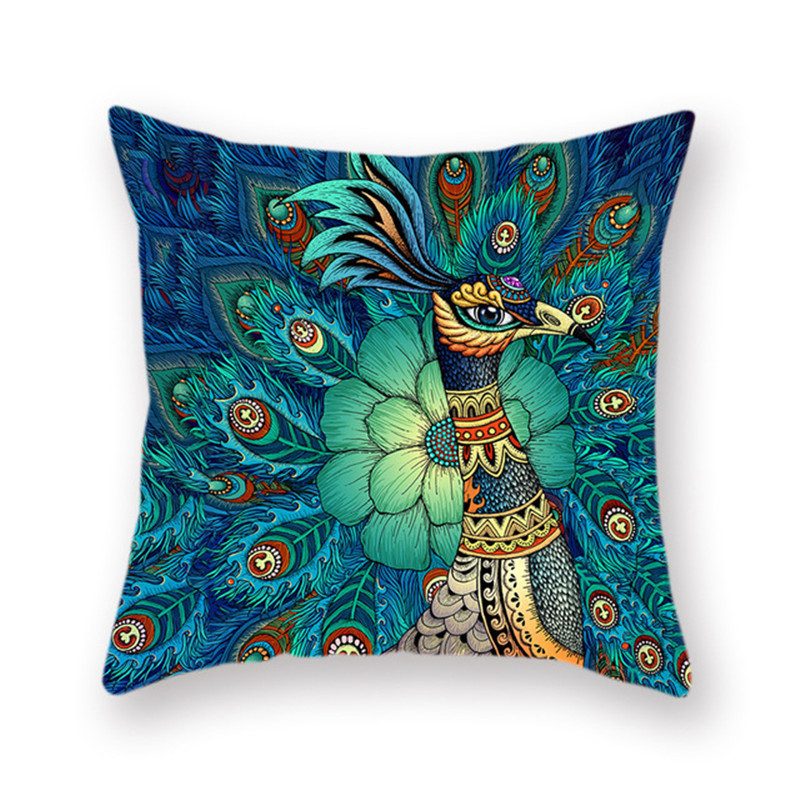 Badu Bg Красота Калъфка за възглавница Паун Калъфка за възглавница Зелени пера Естетичен домашен