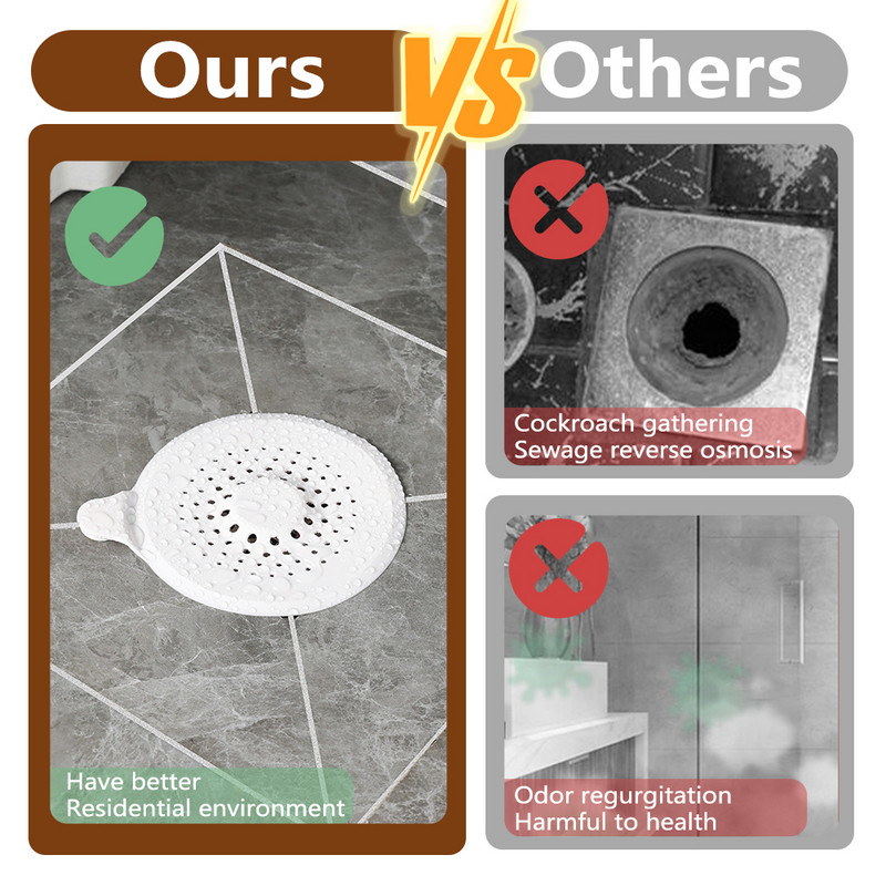 Badu Bg Голяма вендуза за оттичане на душ Уловител за коса Вана Филтър за коса Мивка Силиконов