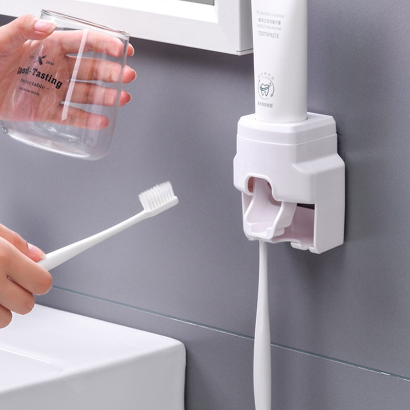 Badu Bg Изстискване на паста за зъби Висяща на стена стойка за четка за зъби Поставка Пластмасов
