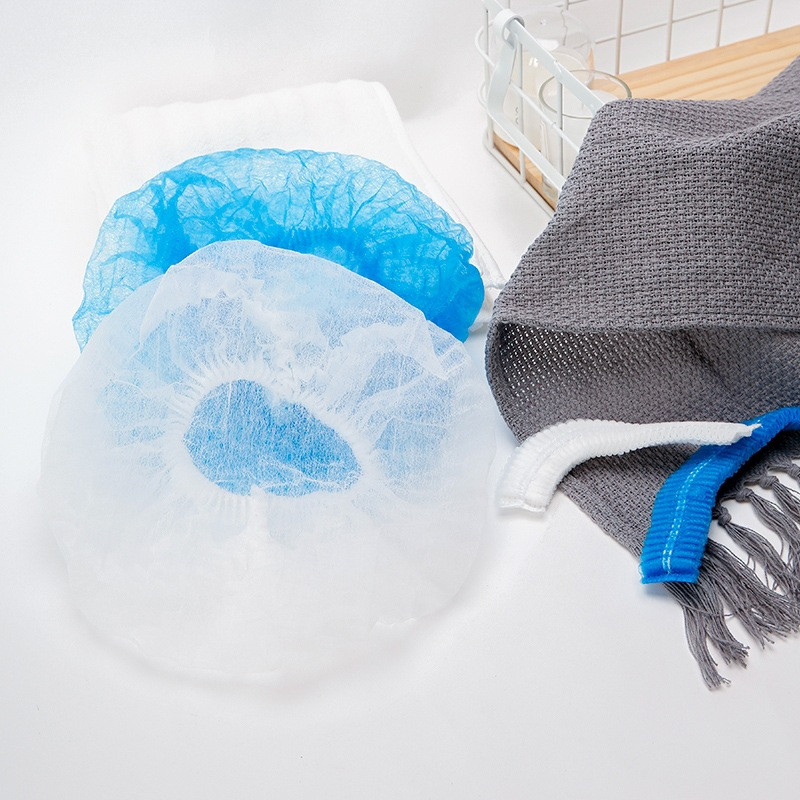 Badu Bg 100pcs Нетъкана шапка за душ за еднократна употреба Плисирана капачка за прах за дами и