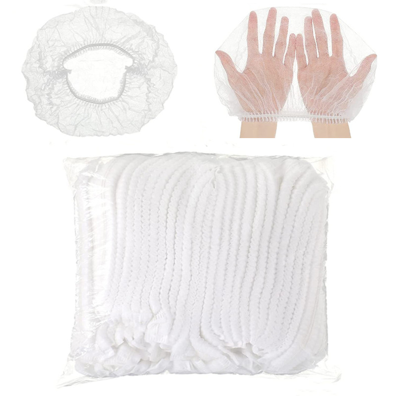 Badu Bg 100pcs Шапки за коса за еднократна употреба 21`` нетъкан Bouffant Hair Net Mob Caps