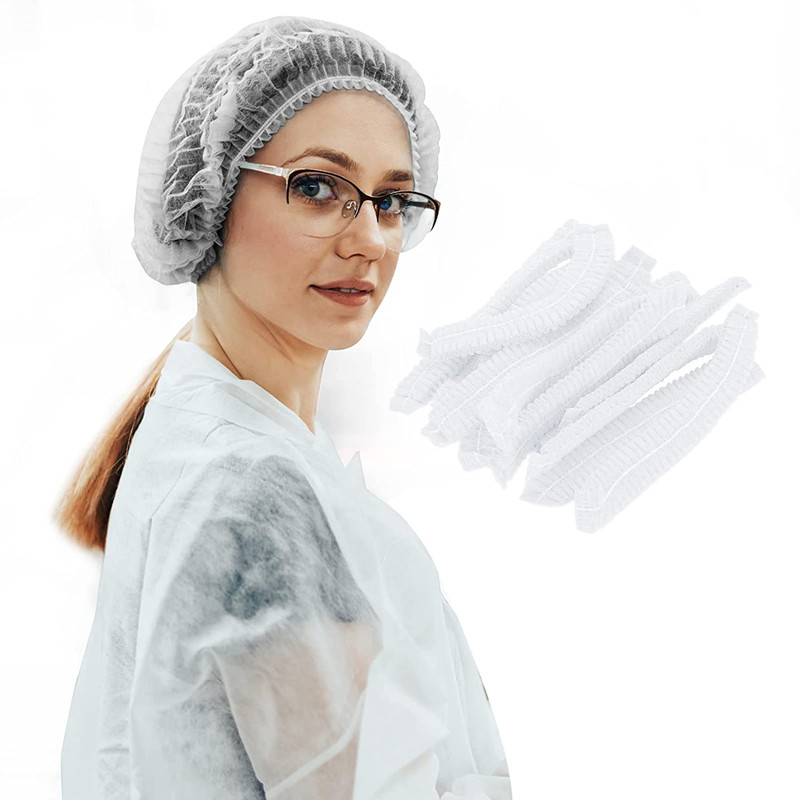Badu.bg 100PCS Шапки за коса за еднократна употреба 21`` нетъкан Bouffant Hair Net Mob Caps ...