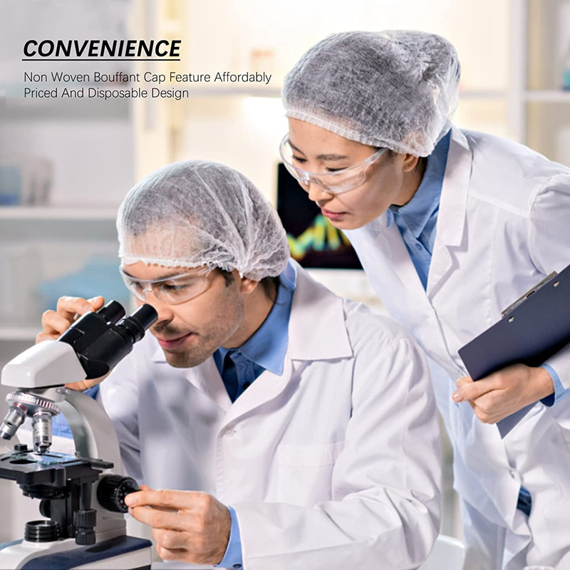 Badu Bg 100pcs Шапки за коса за еднократна употреба 21`` нетъкан Bouffant Hair Net Mob Caps