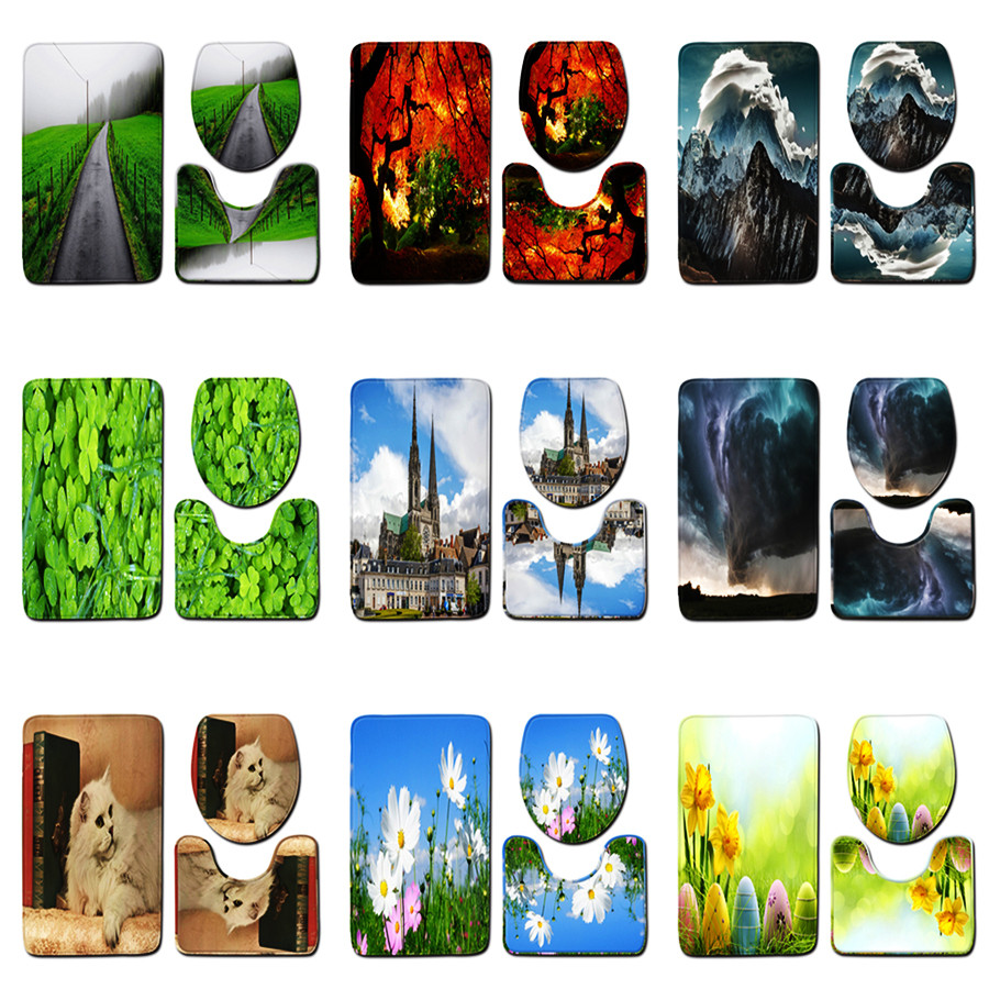 Badu.bg Модерни 3D печатни постелки и килими за баня Зелена постелка за баня Неплъзгаща се ...