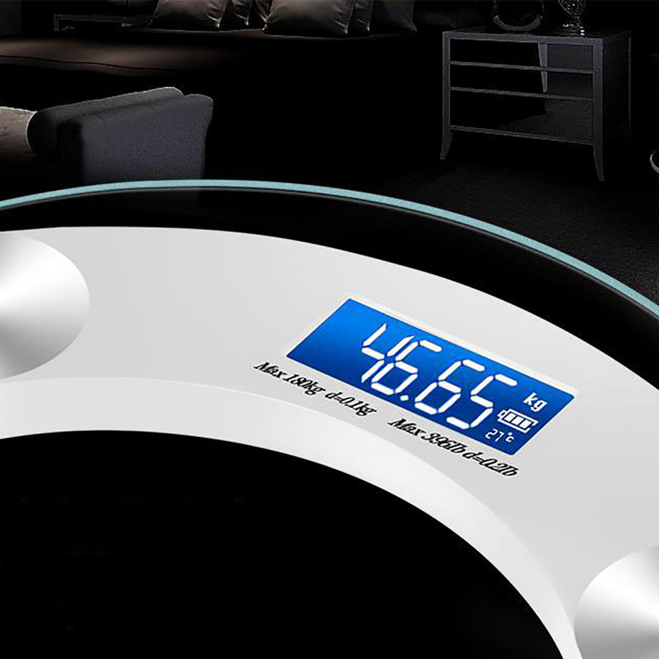 Badu.bg 5-150 кг Кръгли везни от закалено стъкло Led Цифров дисплей Претегляне на тегло Подово ...
