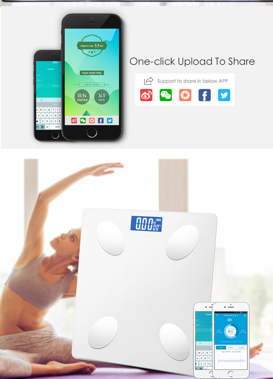 Badu.bg Интелигентна везна Здраве за баня BMI анализатор Тест за влага на телесни мазнини ...