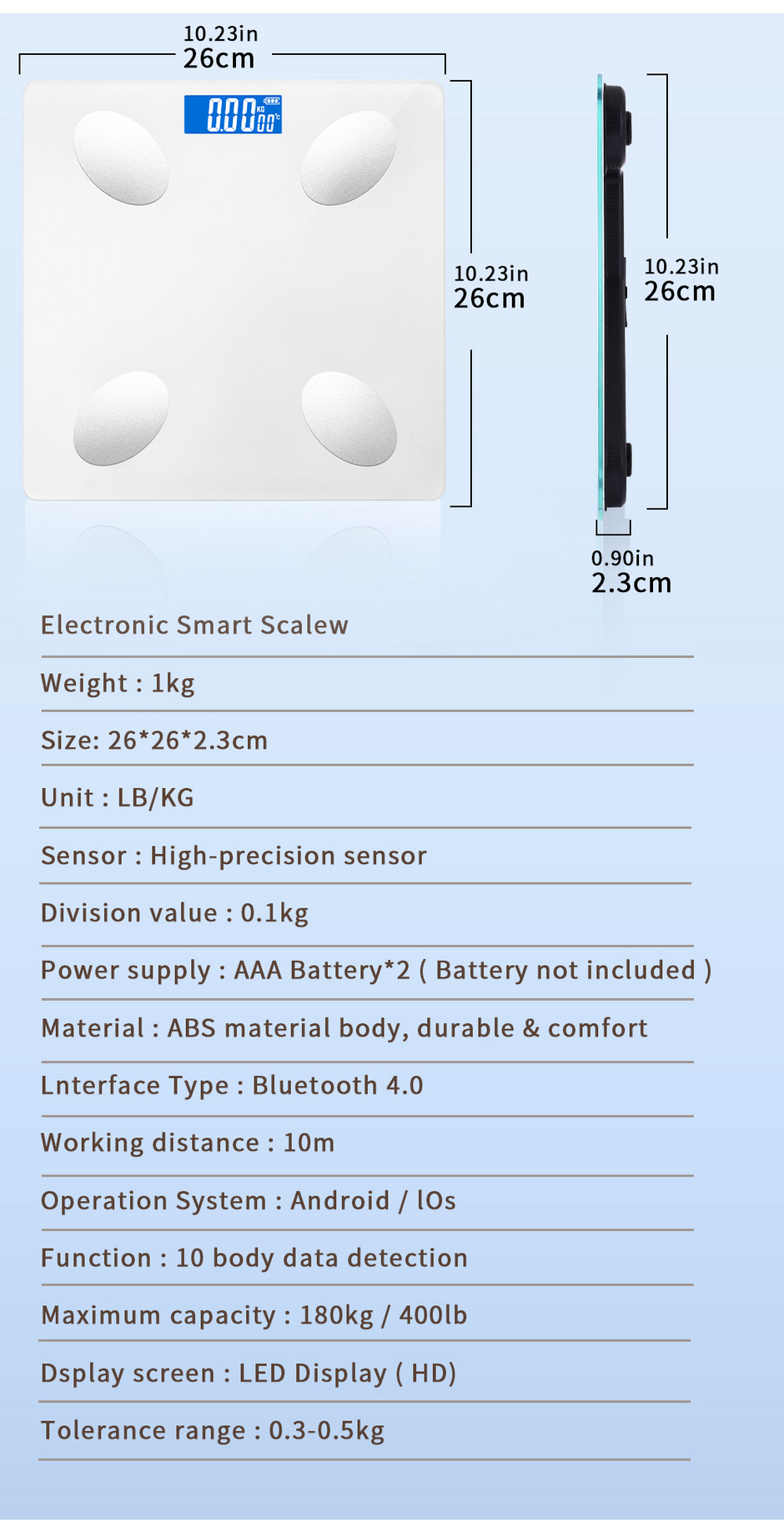 Badu.bg Интелигентна везна Здраве за баня BMI анализатор Тест за влага на телесни мазнини ...