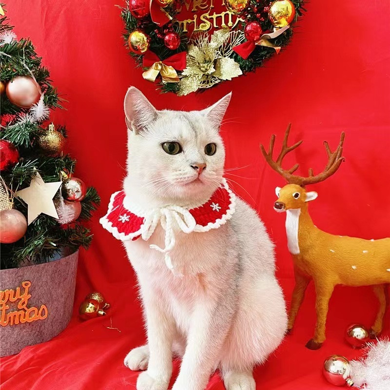 Badu Bg Коледа Куче Котка Уникални пелерини Зелена огърлица Шапка на