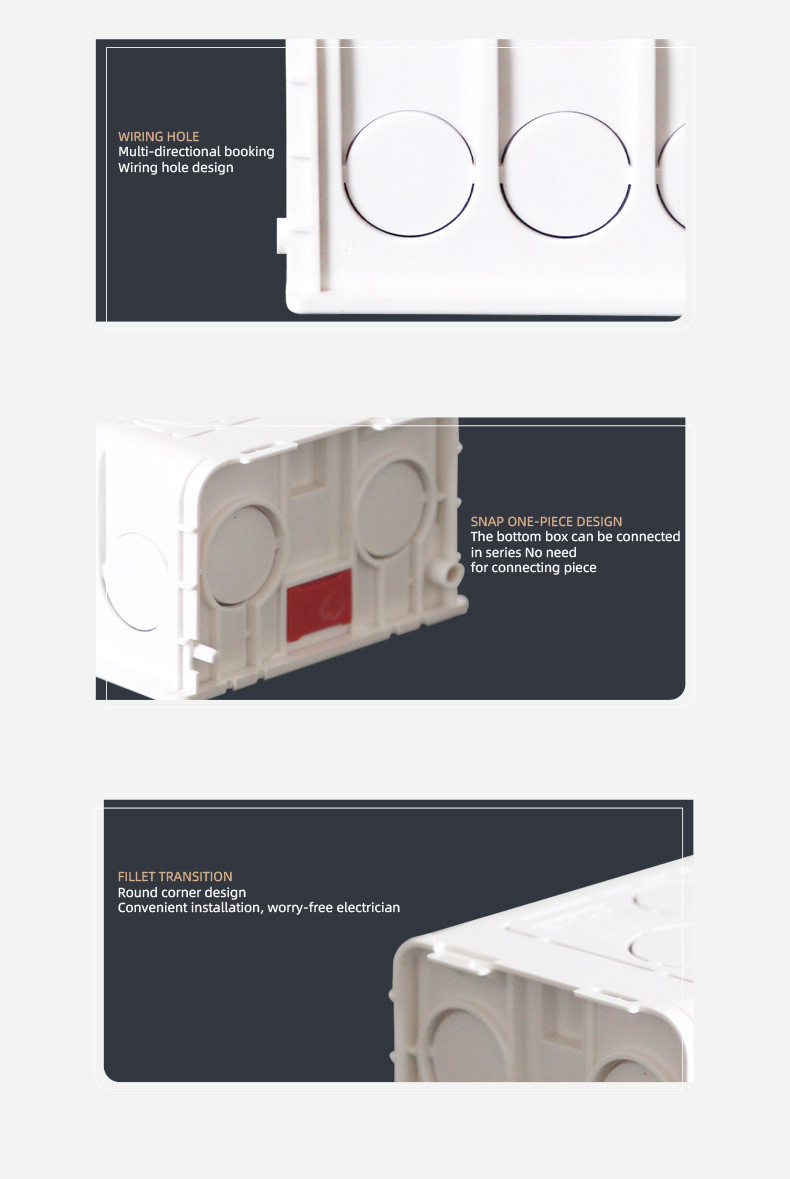 Инсталиране на съединителна кутия Avoir Тъмна кутия Стенен контакт Превключвателна кутия 86 тип ...