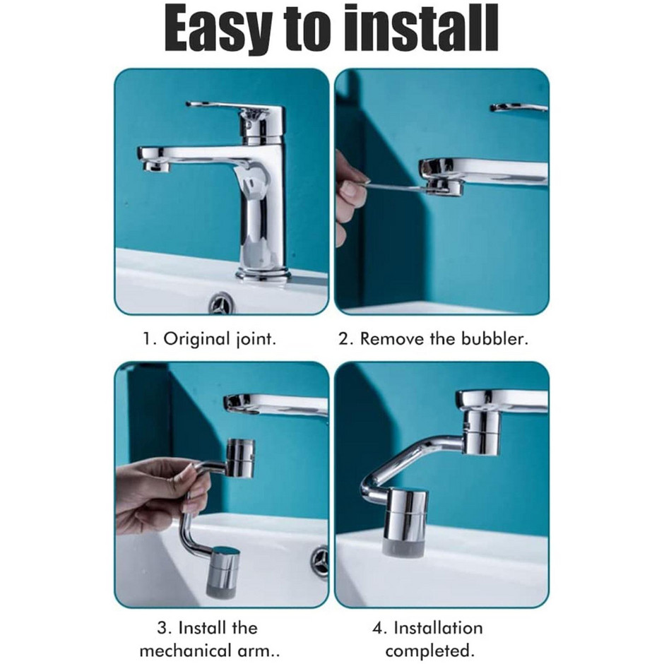 Badu.bg 1080 Въртящ се кран Пръскачка Защитен от пръски филтърен кран Универсален кран за роботи ...