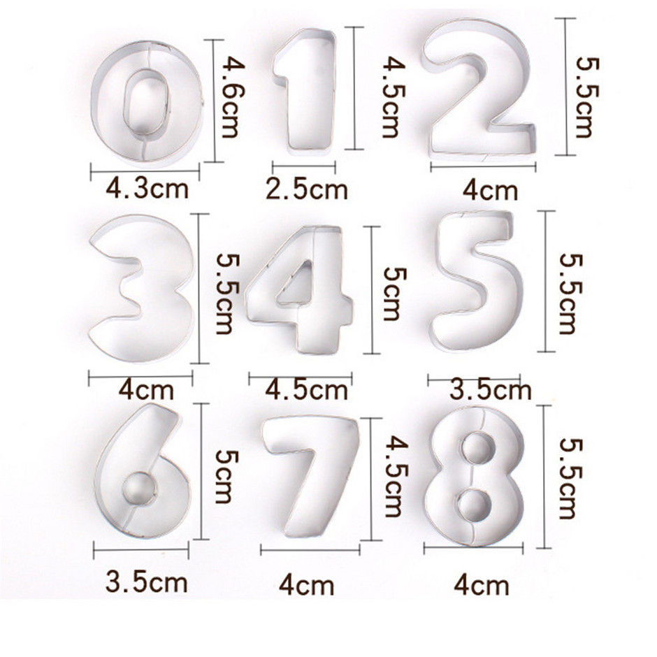 Badu Bg Форми за бисквитки 9pcs Комплект Пъзел Числа 0 9 Арабски цифри