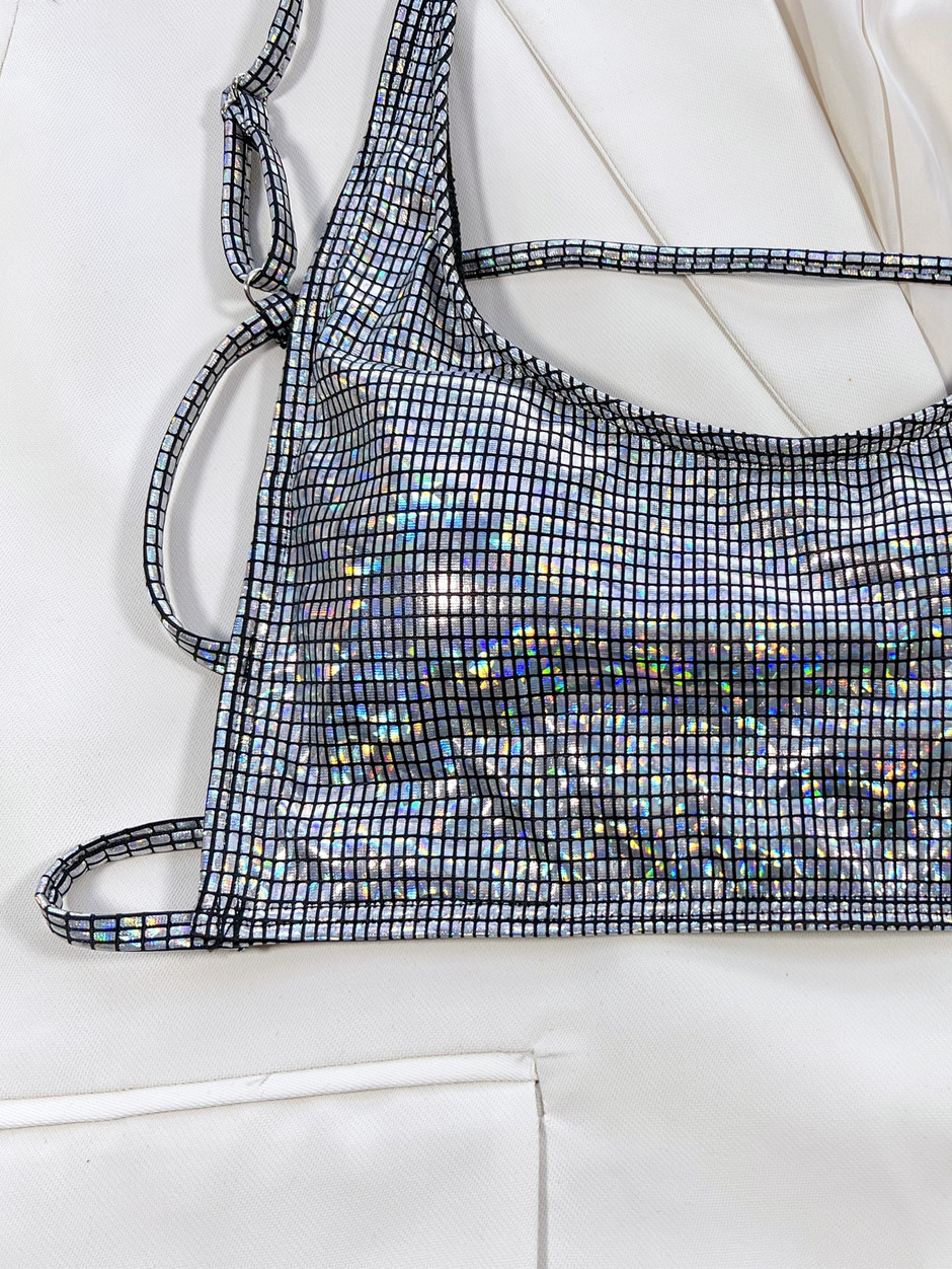 Badu.bg 2023 Дамски бански костюм с пайети Секси Push Up триъгълни прашки Комплект бикини от 2 ...