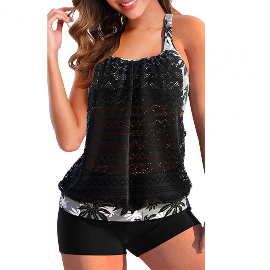 Badu.bg 2023 Нов голям размер 5XL с щампи с висока талия Комплект танкини от две части Бански ...