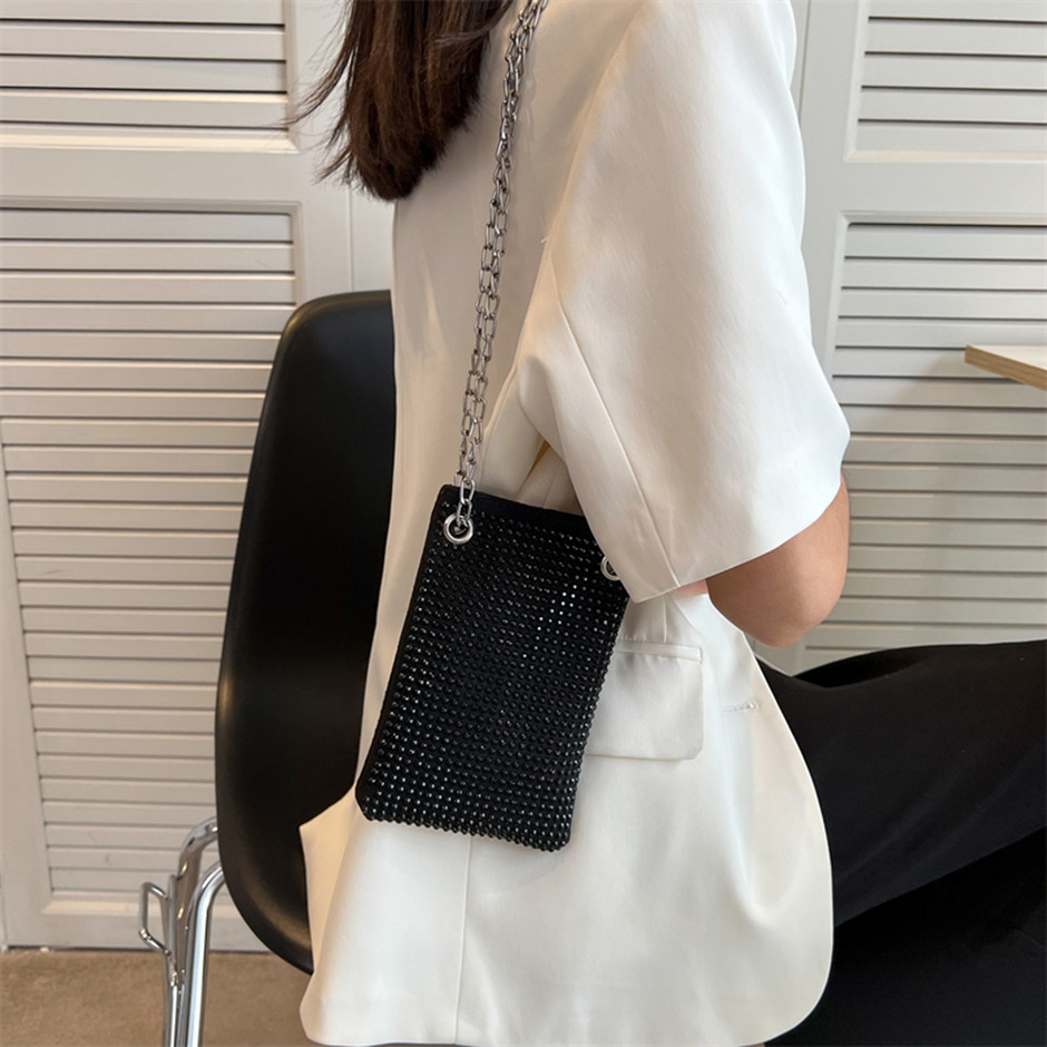 Badu Bg Диамантена чанта за телефон Дамска чанта през рамо със стрази Дамска блестяща верижка