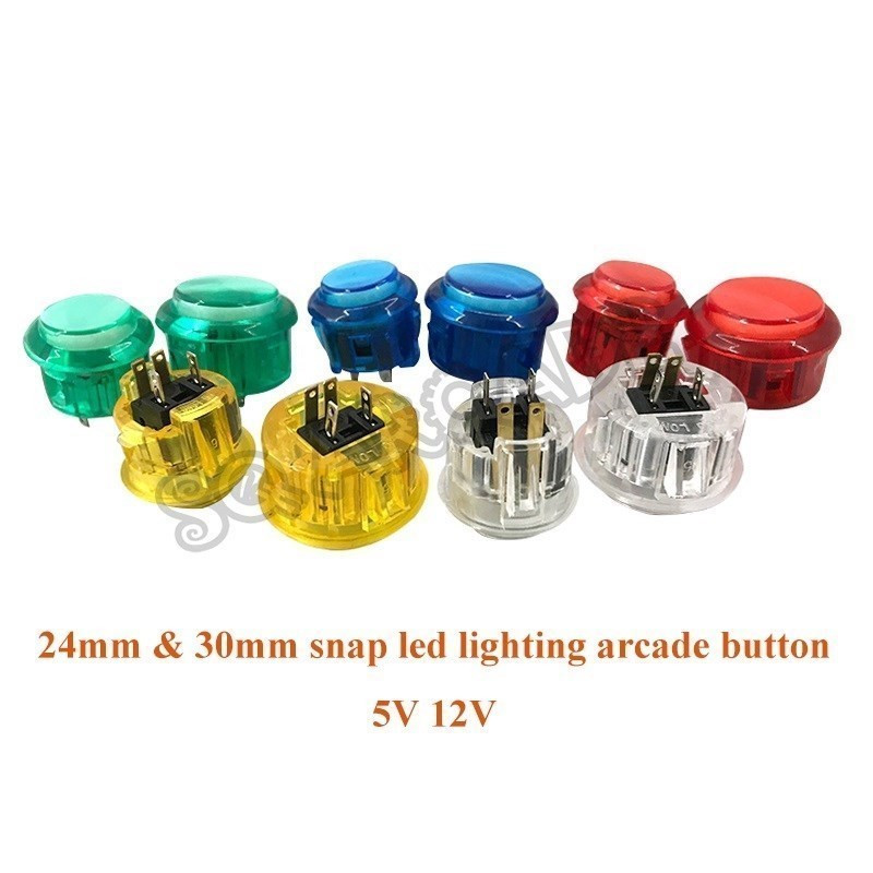 Badu Bg 5 бр Arcade Push Button Snap 24mm 30mm Прозрачни бутони за