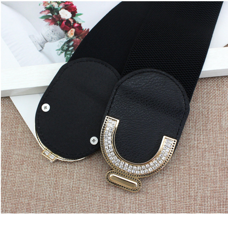 Badu Bg Модни широки дамски колани еластични платнени Pu кожени пояси с метална кука колан за