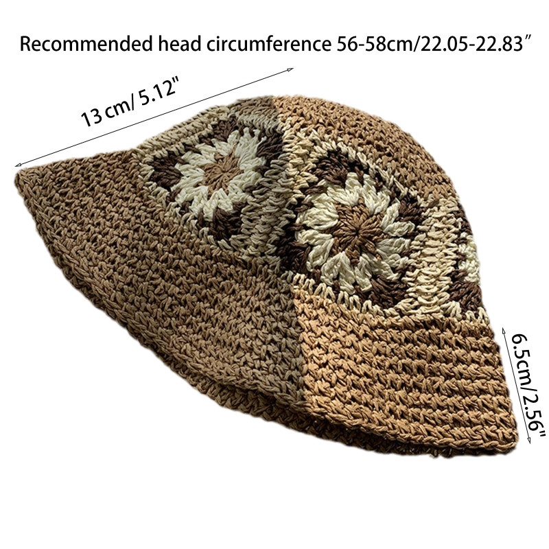 Badu Bg Ежедневна плетена на една кука флорална шапка с кофа за лято Мека готина рибарска шапка